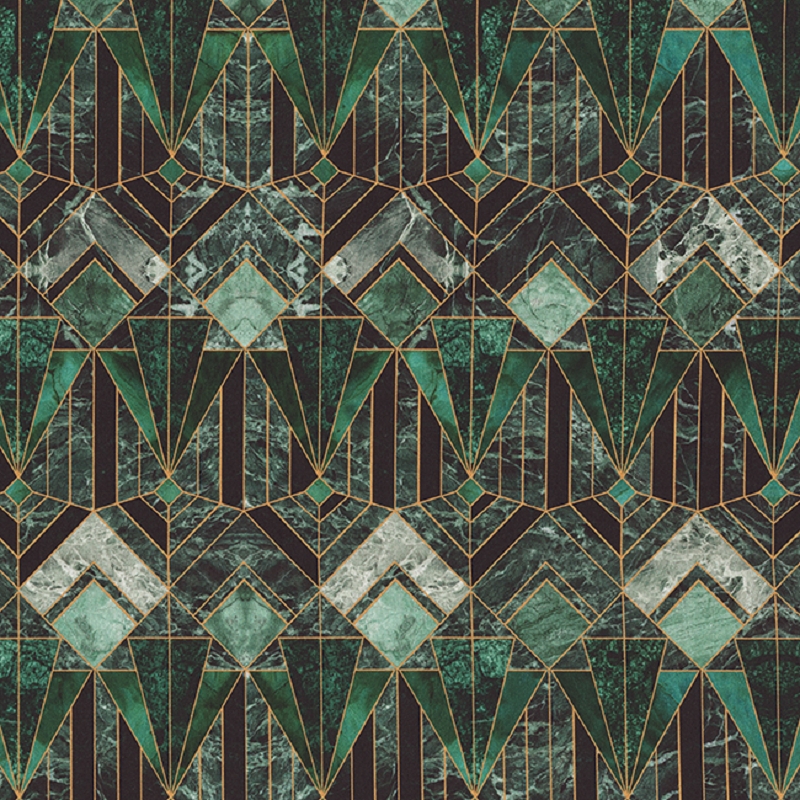 Tissu toile coton artdeco vert | Tissu fil & compagnie