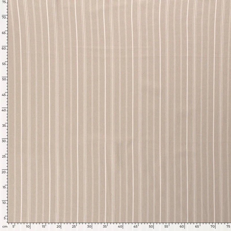 Tissu toile viscose lin rayure beige | Tissu fil & compagnie